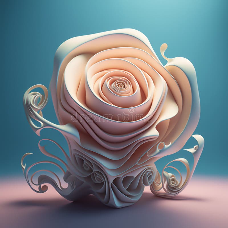 Biomorphic Rose in Beige and Blue. AI Generated Stock Illustration ...