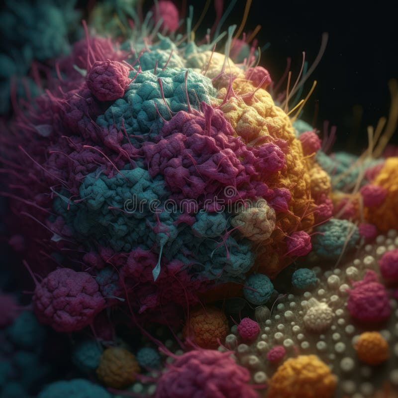 Bionanomaterial Binding To Tumor Biomarker 4K Ray Tracing . Stock ...