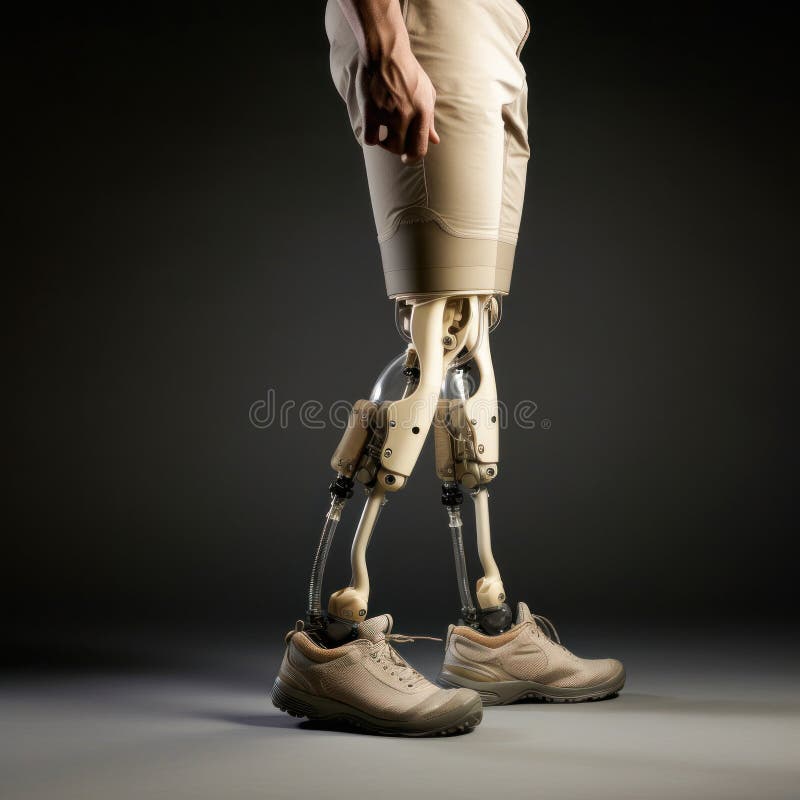 Bionic Adaptation: a Man Empowering Himself with Prosthetic Legs Stock ...
