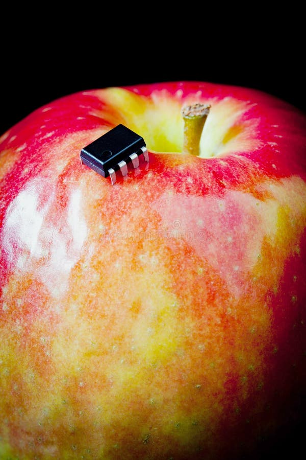 Bionic apple - concept stock photo. Image of computer - 164719990