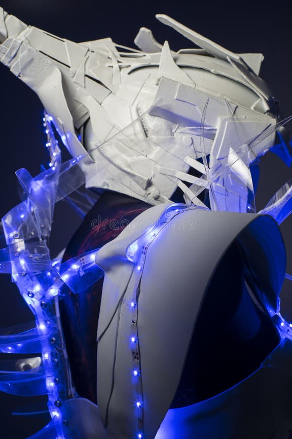 Bionic Armor with Blue LED Lights and Plastic Materials Stock Photo ...
