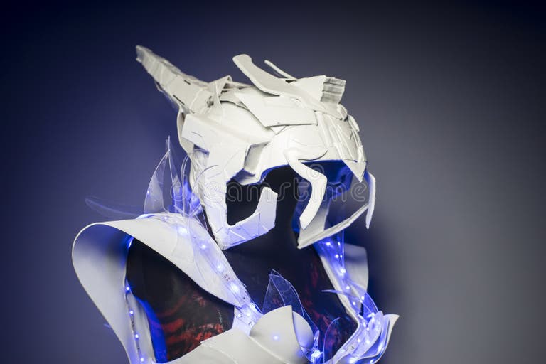 Bionic Armor with Blue LED Lights and Plastic Materials Stock Photo ...