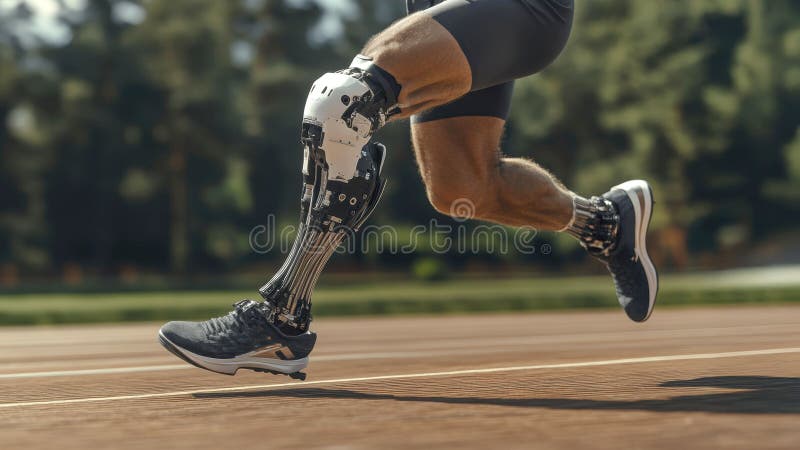 Bionic Athlete Running on Track Highlighting Advanced Technology for ...