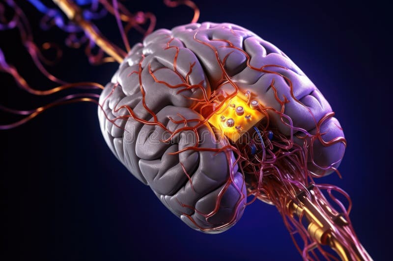 Bionic Chip Implanted in Brain for Ai Integration Stock Image - Image ...