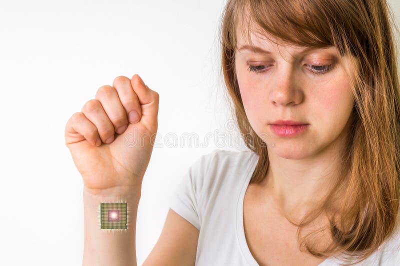 Bionic Microchip Processor Inside Male Human Body Stock Photo - Image ...