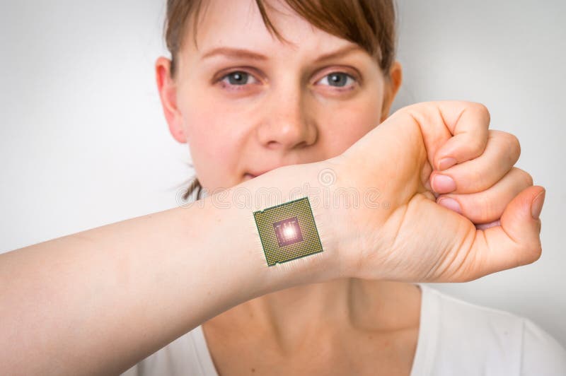 Bionic Chip Processor Implant in Female Human Body Stock Image - Image ...