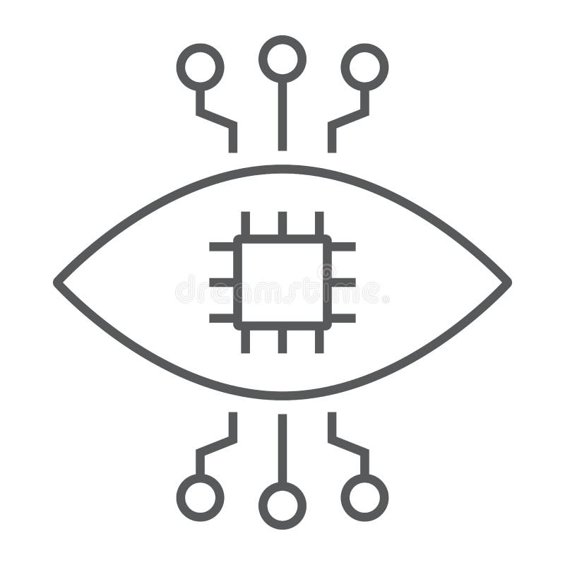 Bionic Contact Lens Thin Line Icon, Technology and Eye, Bionic Eye Sign ...