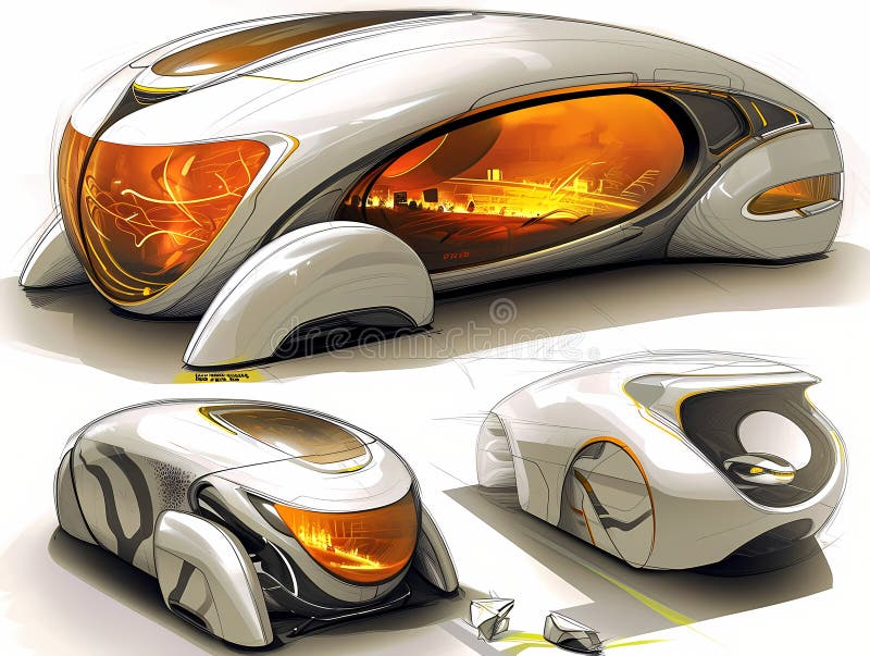 Bionic Design of Coffee Machine, a Sketch of a Futuristic Vehicle Stock ...