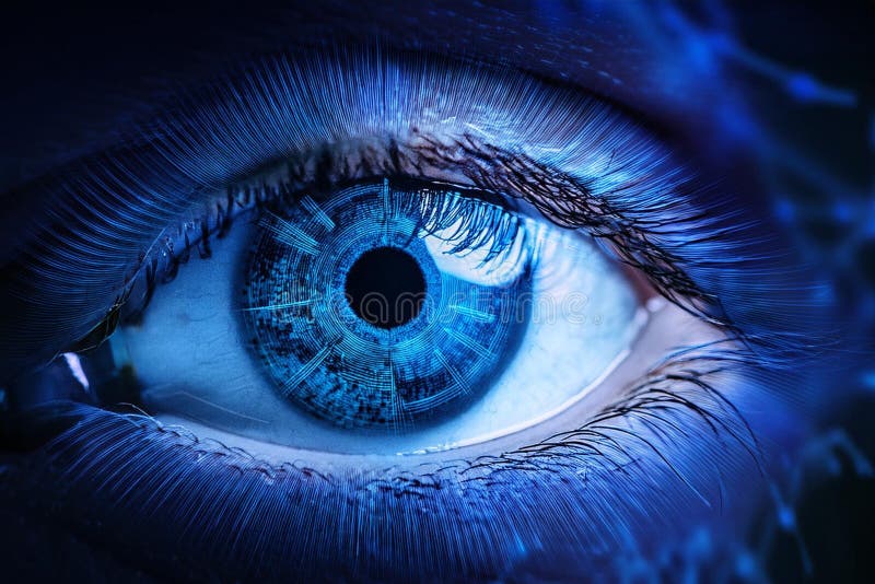 A Bionic Eye with a Blue Iris and Detailed Elements. Stock Illustration ...