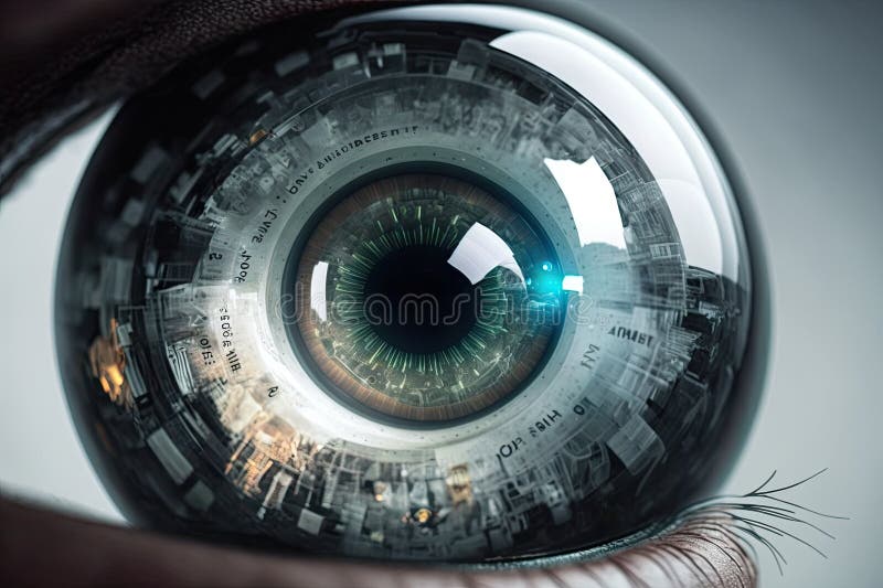 Bionic Eye or Contact Lens that Displays Digital Information Stock ...