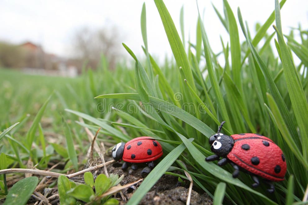 Bionic Grass Texture with Ladybug Stock Illustration - Illustration of ...
