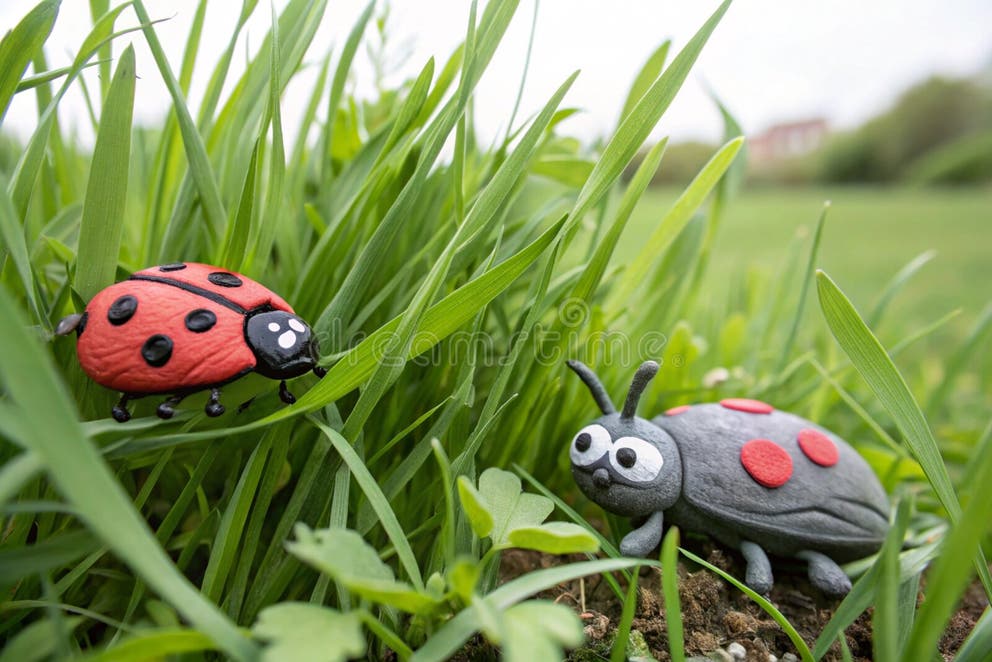 Bionic Grass Texture with Ladybug Stock Illustration - Illustration of ...