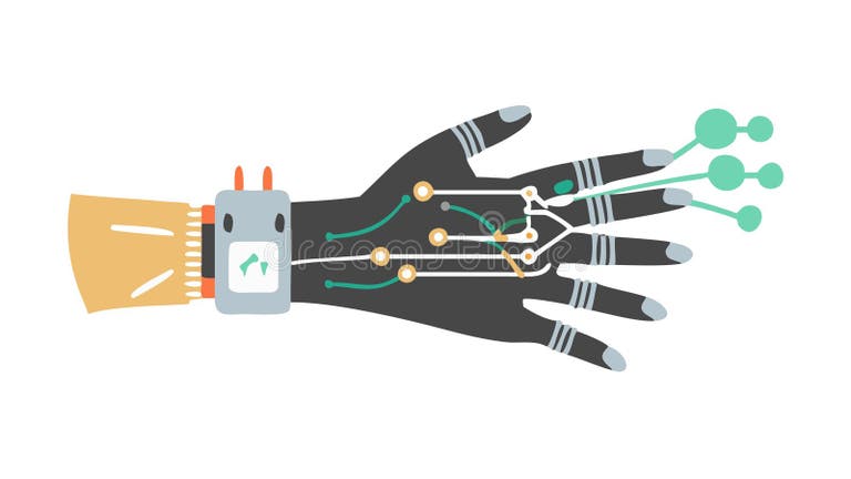 Bionic Hand with Circuit Board, Human Enhancement, Vector Design ...