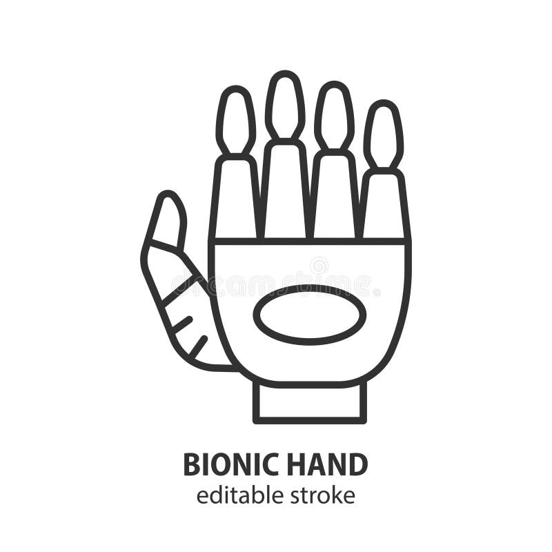 Bionic Hand Line Icon. Artificial Hand Symbol. Vector Illustration ...