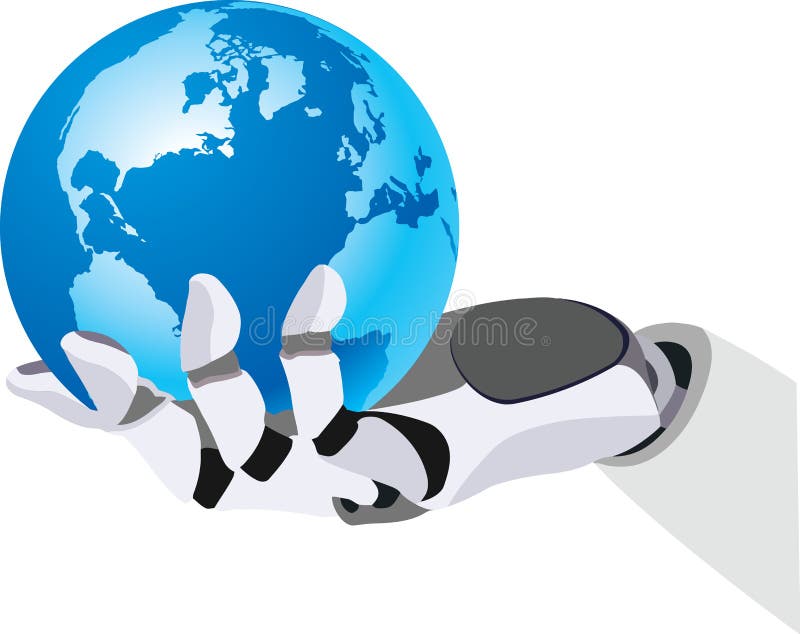 Robotic Hand Holding Earth Stock Illustrations – 408 Robotic Hand ...