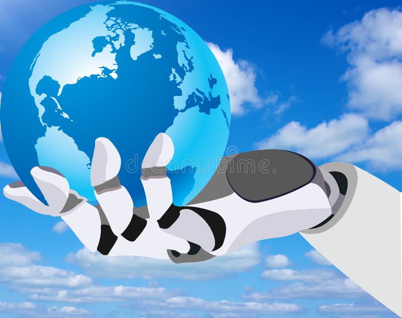 Bionic Hand with Planet Earth Bionic Hand with Planet Earth Stock ...