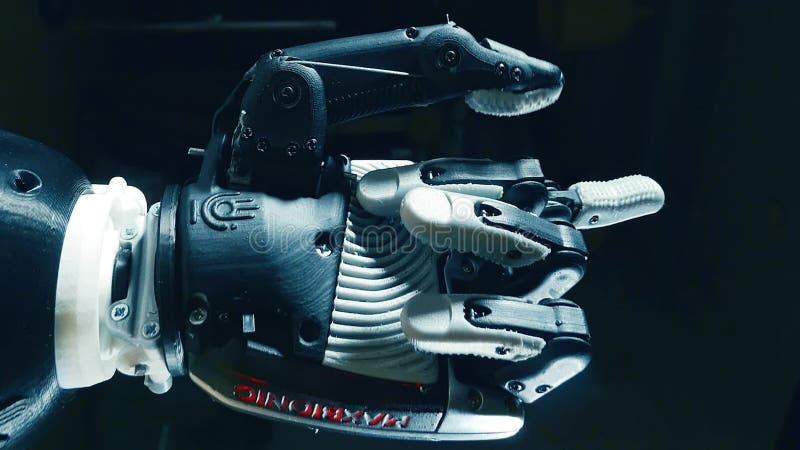 Bionic Hand with a Ball, Close Up. Human with a Robot Arm. Stock Video ...