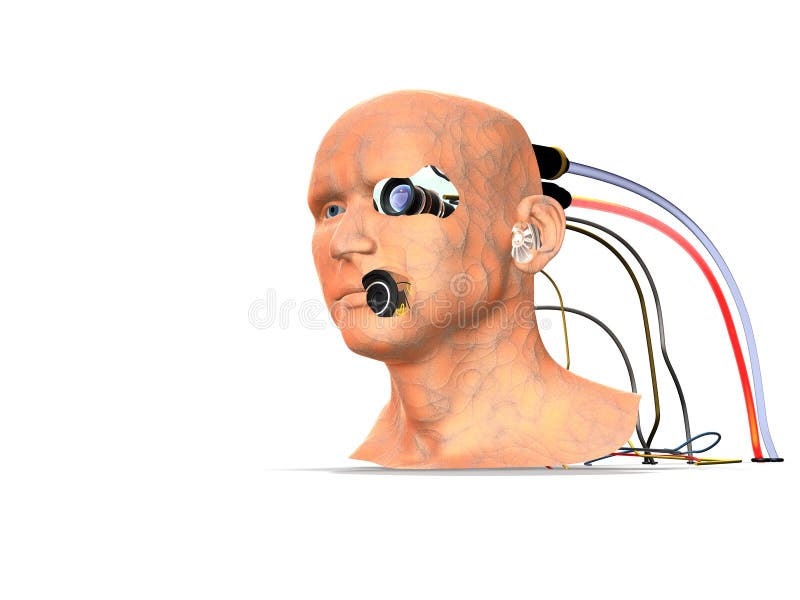Bionic Head with Connections Stock Illustration - Illustration of ...