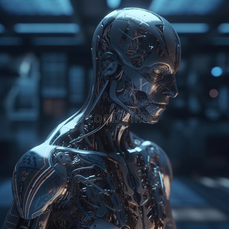 Bionic Human Robot Generative AI Stock Illustration - Illustration of ...