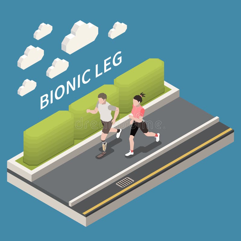 Bionic Leg Jogging Composition Stock Vector - Illustration of medical ...