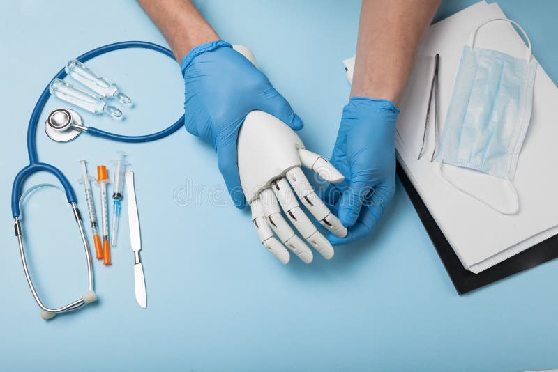 Bionic Medical Hand Prosthesis. Amputation of Arm Stock Photo - Image ...