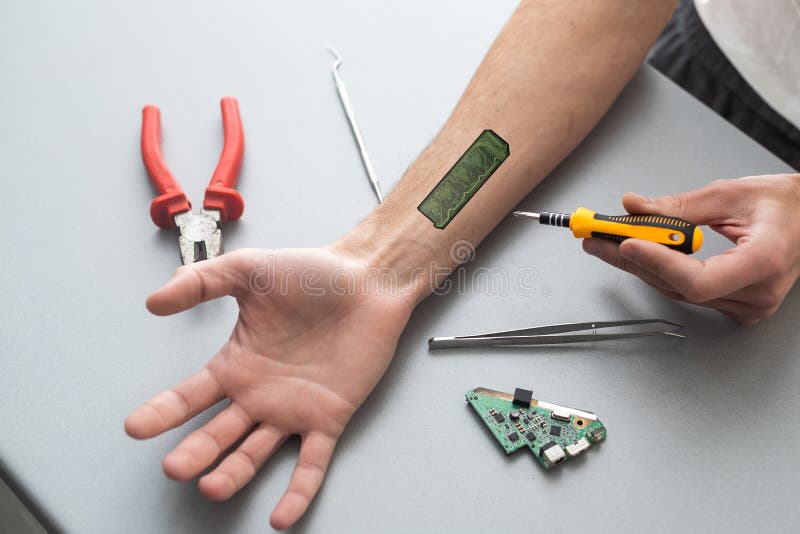 Bionic Microchip Inside Human Body - Future Technology and Cybernetics Concept. Stock Photo ...