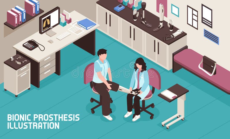 Bionic Prosthesis Isometric Illustration Stock Vector - Illustration of mechanical, interior ...