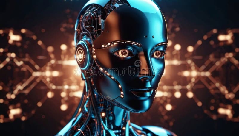 Eye of a Cyborg Close-up, Generative AI Stock Illustration ...