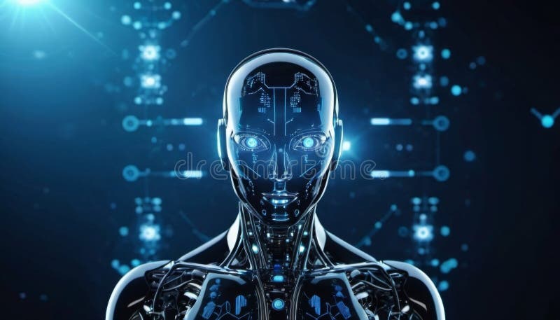 Eye of a Cyborg Close-up, Generative AI Stock Illustration ...