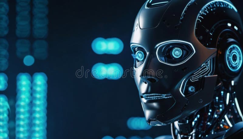 Eye of a Cyborg Close-up, Generative AI Stock Illustration ...
