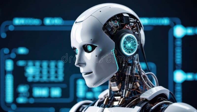 Eye of a Cyborg Close-up, Generative AI Stock Illustration ...