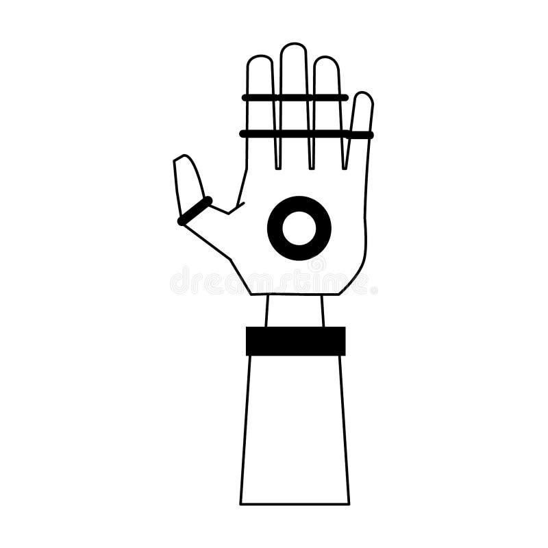 Bionic Robot Hand Technology in Black and White Stock Vector ...
