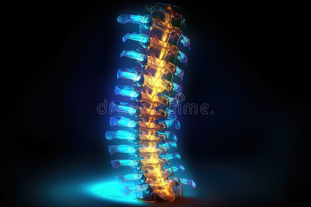 Bionic Spine with Glowing Energy Source Stock Illustration ...