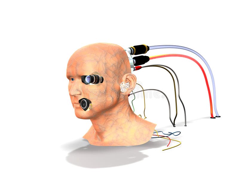 Bionic Head with Connections Stock Illustration - Illustration of ...