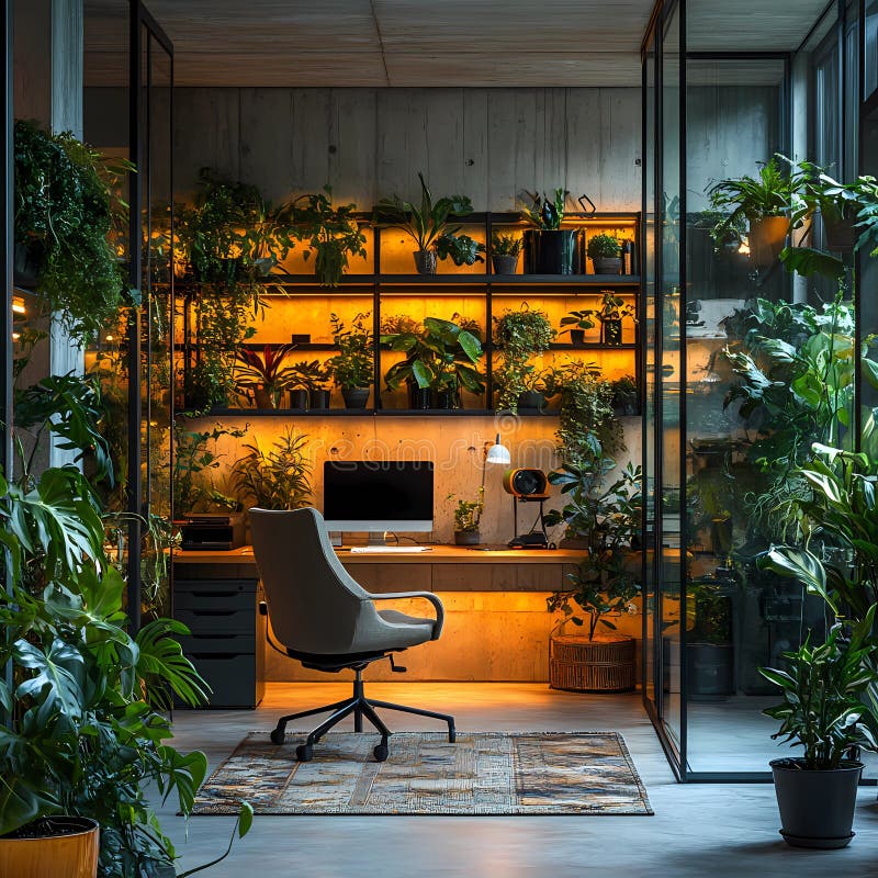 Biophilic Office Design stock image. Image of nature - 375285513