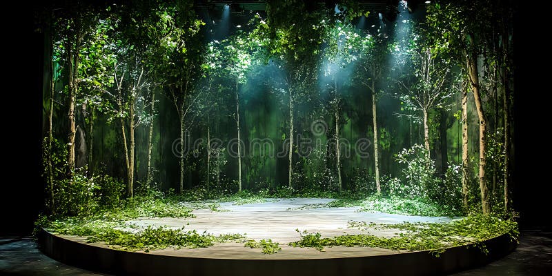 Biophilic Stage Background with Dynamic Lighting Enhancing Forest ...
