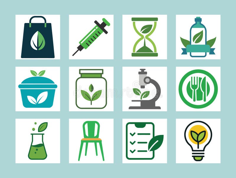 Bioplastic Vector Icons Bundle - Eco-Friendly Design Pack Stock Vector ...