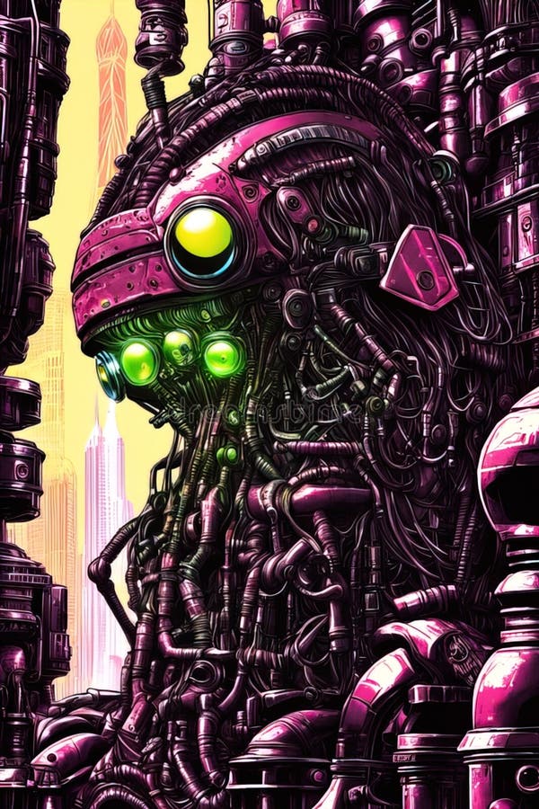 Biopunk, Cyber Steampunk Illustration Stock Illustration - Illustration ...