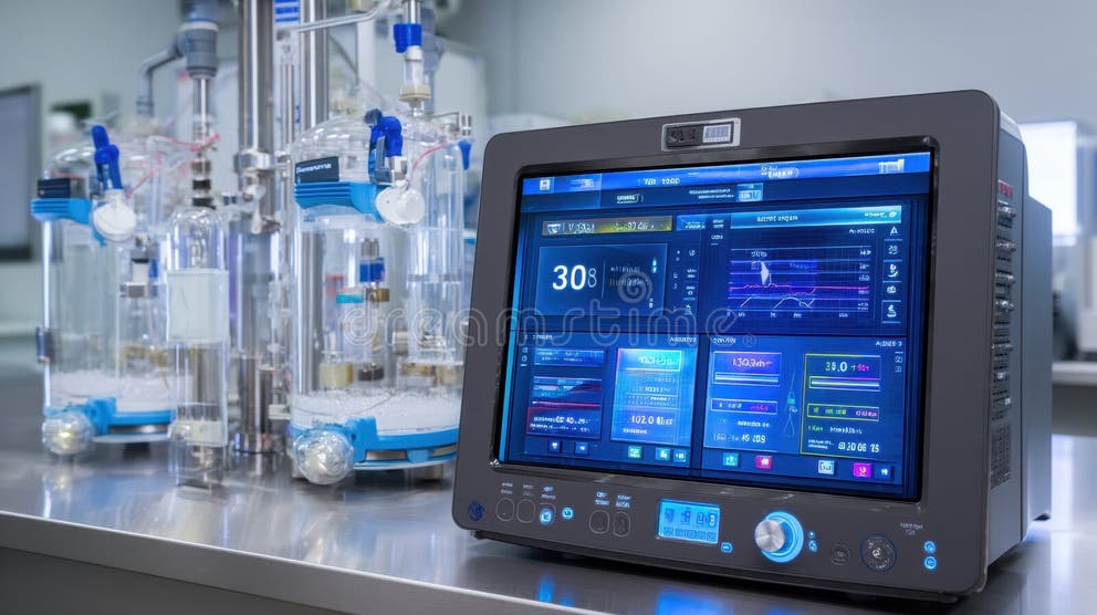 Bioreactor Control Interface Displaying Real Time Data In Laboratory