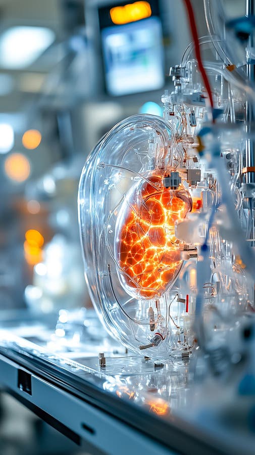 Bioreactor Displays Glowing Cellular Structures in High-tech Lab ...