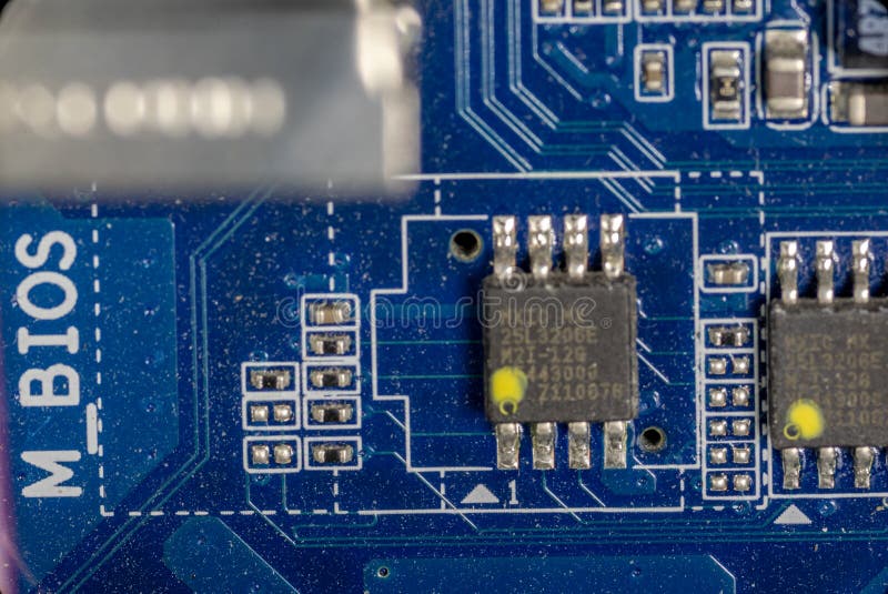 BIOS Board System Software on a Motherboard Inside a Personal Computer ...