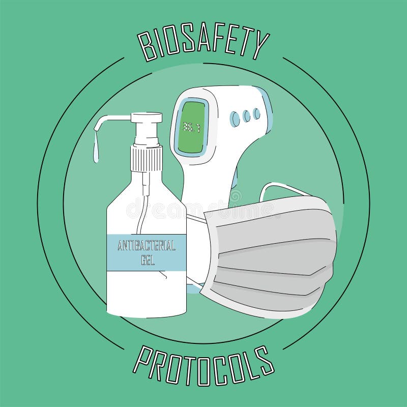 Biosafety protocols poster stock vector. Illustration of coronavirus ...