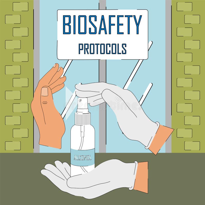 Biosafety protocols poster stock vector. Illustration of desinfection ...