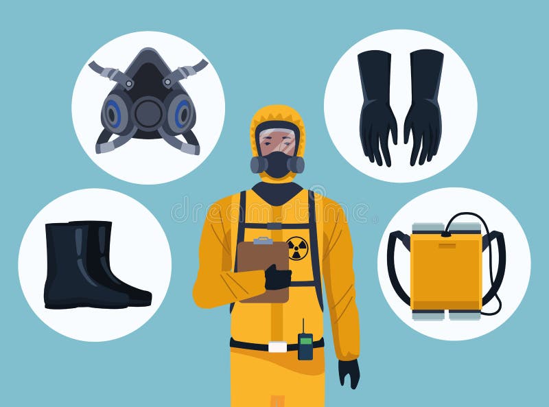 Biosafety Worker with Equipment Elements for Covid19 Protection Stock ...