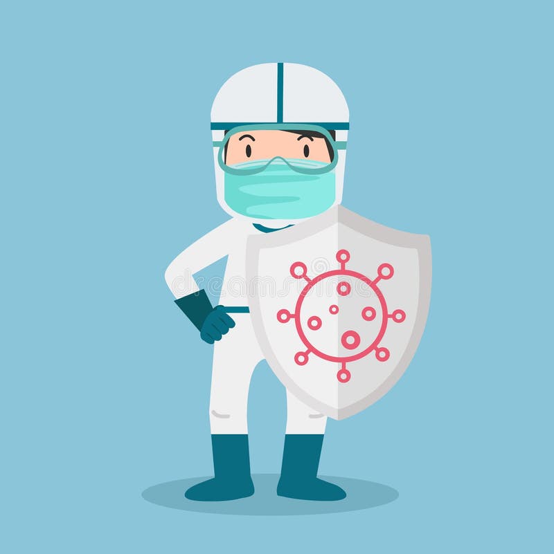 Biosafety Worker with Shield for Covid19 Stock Vector - Illustration of ...