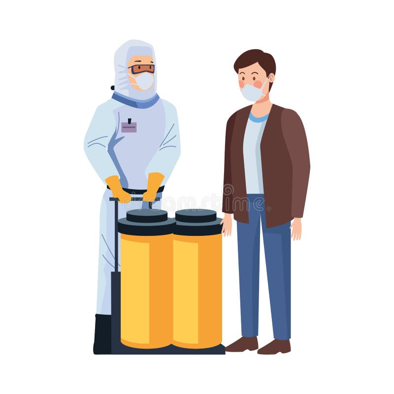 Biosafety Worker with Tanks and Man Stock Vector - Illustration of ...