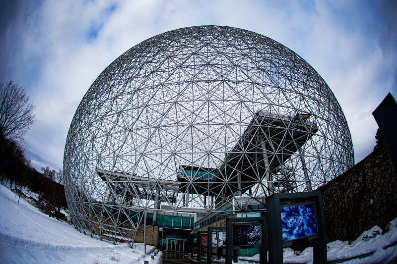 Biosphere and winter sky editorial stock photo. Image of museum - 349241023