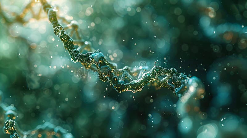 Biotech Abstract Background with Green DNA Helix and Molecules Stock ...