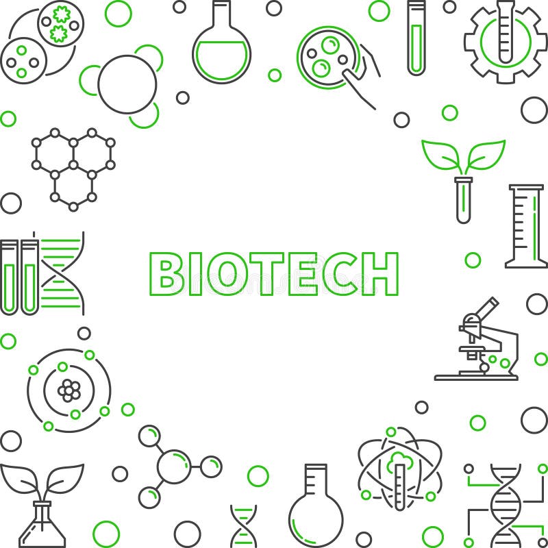 Biotech Creative Outline Frame. Vector Science Illustration Stock ...