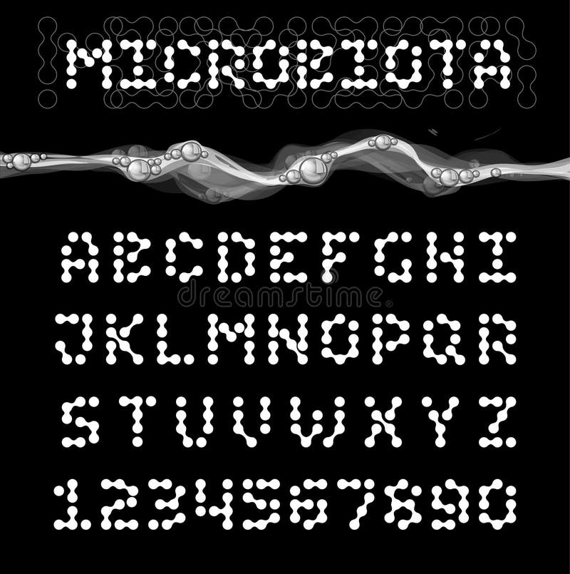 Biotech Font with Molecule Element Connections., Stock Illustration ...